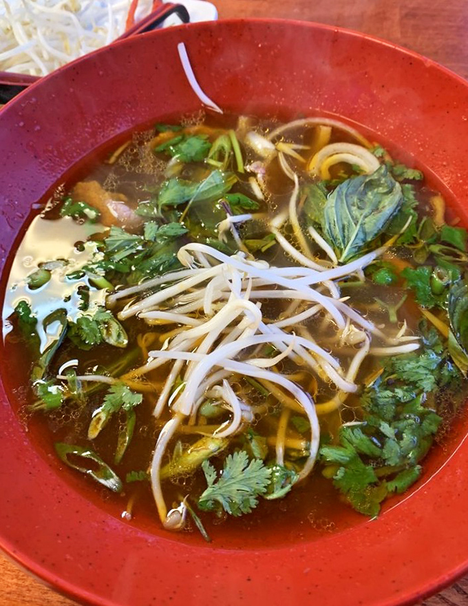 This bowl of pho isn't just soup &ndash; it's liquid comfort, a clear, aromatic broth housing tender noodles and herbs that transport you to Saigon.
