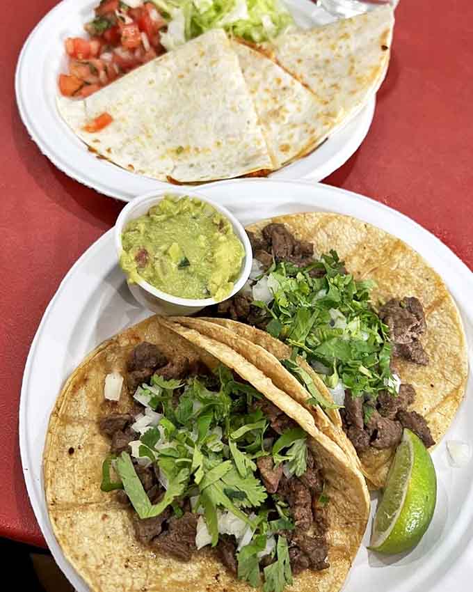Steak tacos that respect the basics &ndash; perfectly grilled meat, fresh toppings, and tortillas that serve as the ideal delivery system for happiness.