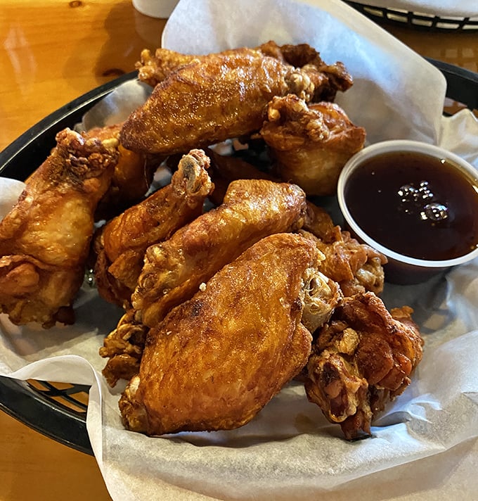 Wings that would make Buffalo jealous &ndash; crispy, meaty, and tossed in house-made sauces that range from mild to "challenge accepted."