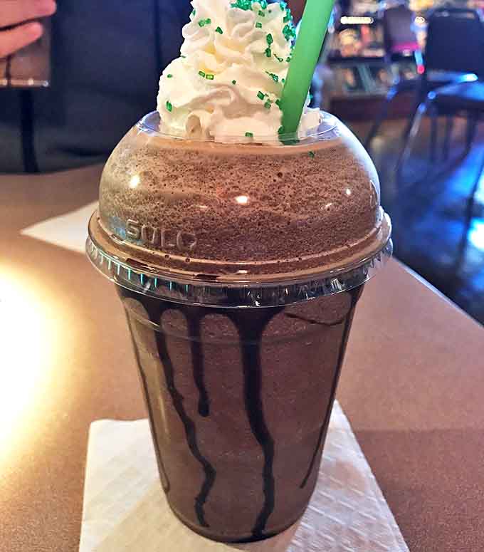 This chocolate espresso frappe isn't just a drink &ndash; it's a dessert in disguise, topped with a cloud of whipped cream and chocolate drizzle.