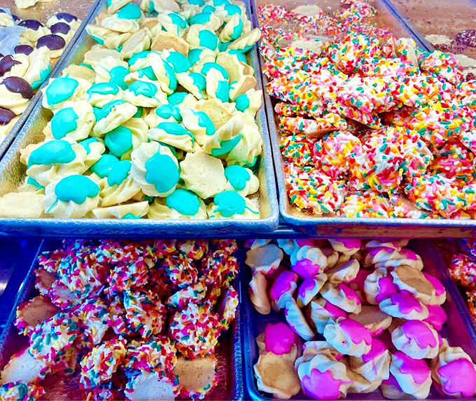 These aren't just cookies &ndash; they're tiny canvases of joy, splashed with colors that would make a rainbow envious.