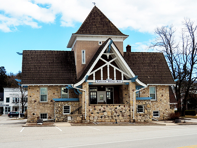 Ephraim's Village Hall stands as a sturdy testament to community, its fieldstone walls housing a century of local decisions.