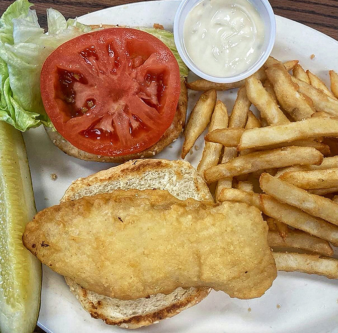 A fish sandwich that would make the Navy proud &ndash; crispy, flaky, and served with a side of golden fries that stand at perfect attention.