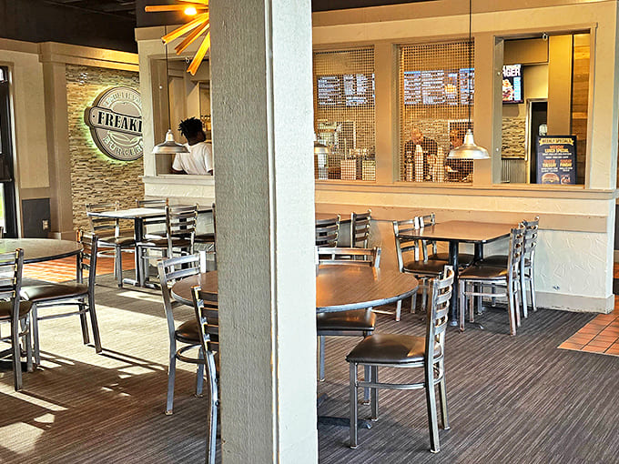 Clean lines, comfortable seating, and an atmosphere that invites you to linger over every last fry. Burger bliss has a home.