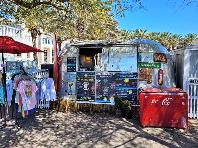 Frost Bites' vintage Airstream serves up Hawaiian shave ice that transforms ordinary syrup into extraordinary refreshment, perfect for hot Florida afternoons.