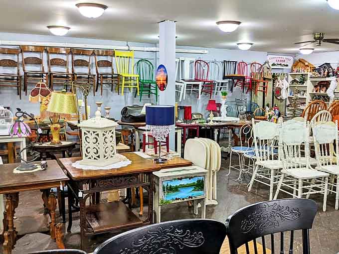 The chair gallery showcases seating from every era—from farmhouse simplicity to mid-century modern, all waiting for new conversations.
