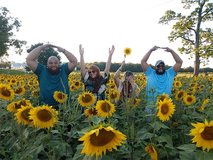 Pure joy captured in a moment &ndash; these visitors couldn't contain their excitement when surrounded by nature's most cheerful flowers.