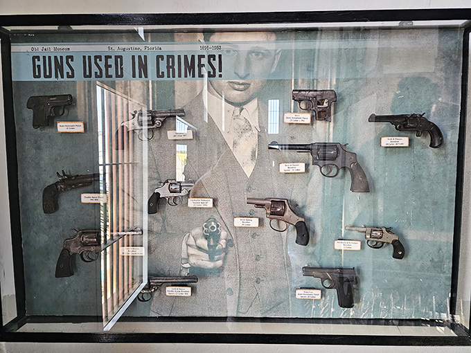 This chilling display of criminal weapons tells silent stories of St. Augustine's more notorious characters and their misdeeds.