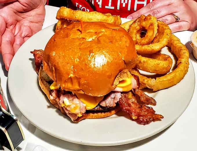 The Hangover Burger doesn't just cure what ails you &ndash; it makes you wonder why you'd ever eat anything else. Those onion rings deserve their own fan club!