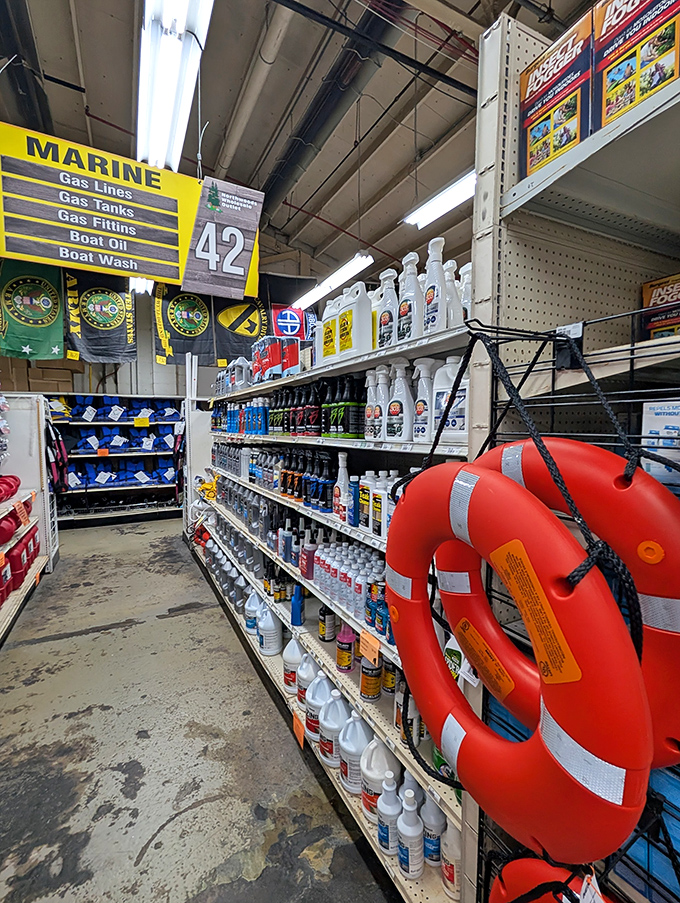 The marine section has everything boat owners need, from maintenance supplies to navigation equipment. If it belongs on water, chances are Northwoods has it.