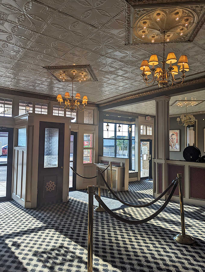 Look up! The ornate ceiling and chandeliers might distract you from the movie, but that's part of the Heights' charm.