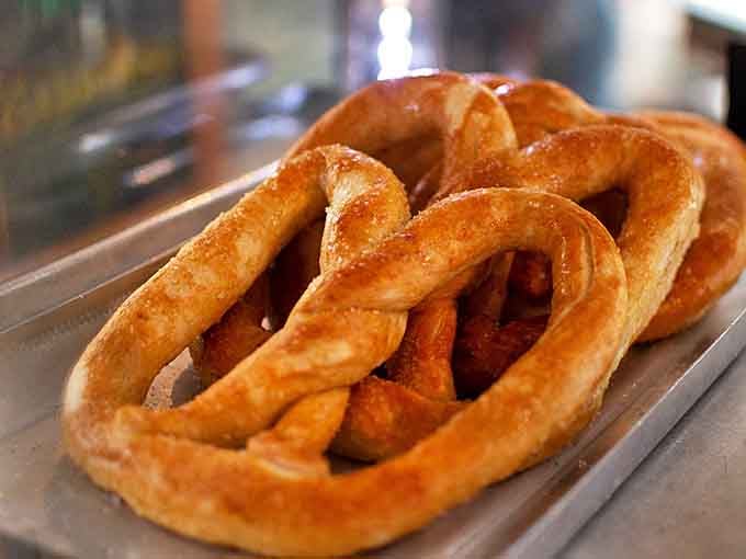 Pretzel perfection on display &ndash; these hand-twisted beauties showcase the artisanal craftsmanship that separates Petoskey's offerings from ordinary mall pretzels.