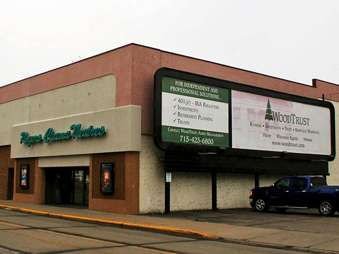 Rogers Cinema's welcoming entrance promises entertainment and properly buttered popcorn, keeping the magic of moviegoing alive in the streaming age.