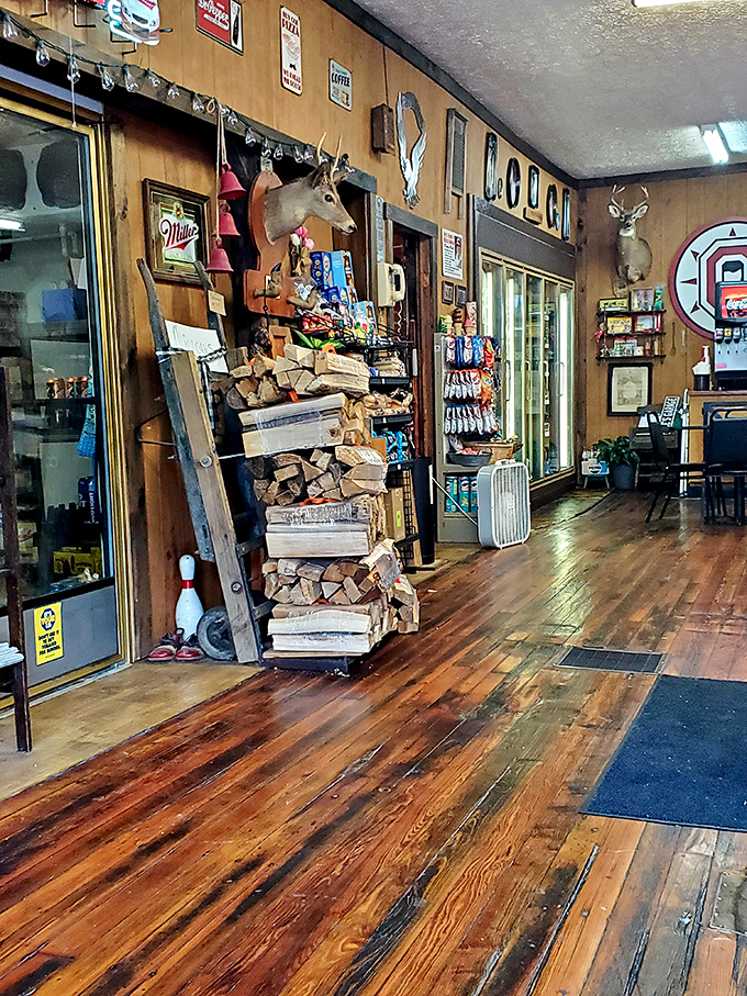 Rustic Interior: Wood-paneled walls and worn floors create an atmosphere no designer could replicate&mdash;authenticity doesn't come from a catalog.