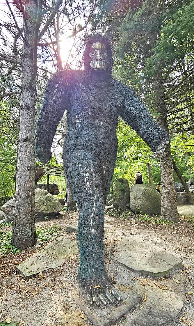 Sasquatch lurks between the trees, watching silently as golfers attempt tricky putts. Was that a wink, or just your imagination?