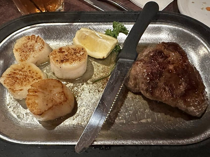 Land meets sea in perfect harmony &ndash; tender steak alongside scallops with a beautiful caramelized sear that would make any chef proud.