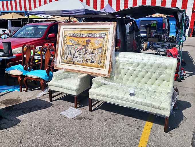 Vintage meets modern in this eclectic furniture display, where mid-century charm sits alongside practical pieces for every home.