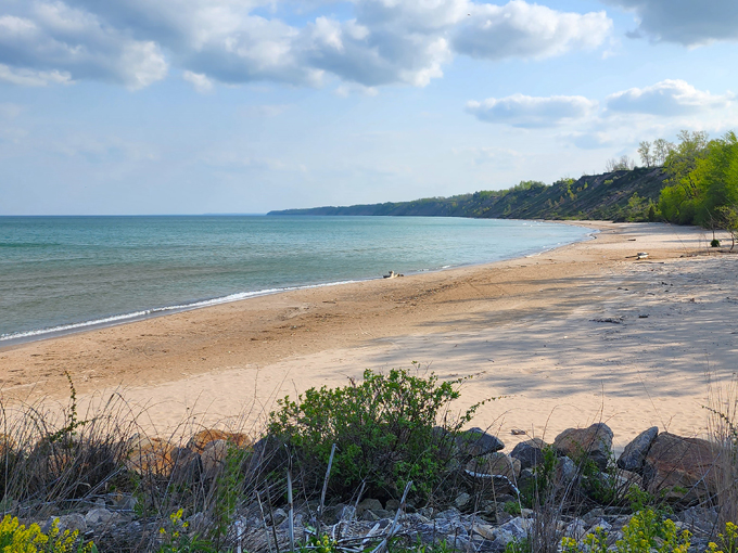 Lake Michigan's pristine shoreline offers peaceful beaches perfect for collecting thoughts, shells, and maybe even a few fossils.