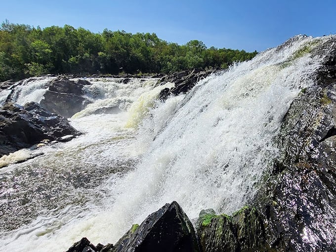 The park's dramatic waterfall puts on a spectacular show, especially after spring rains or summer storms.