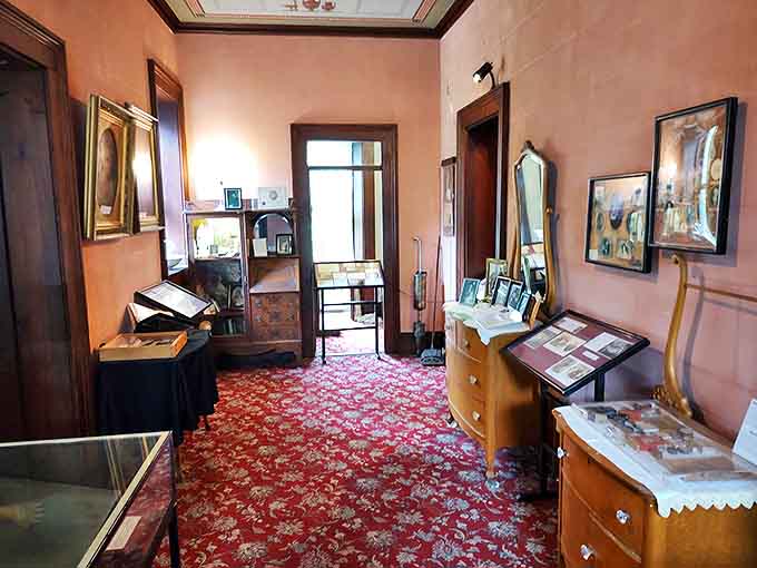 Every room tells a story &ndash; this hallway showcases period furniture and decorative elements that speak to the refined tastes of the castle's original inhabitants.