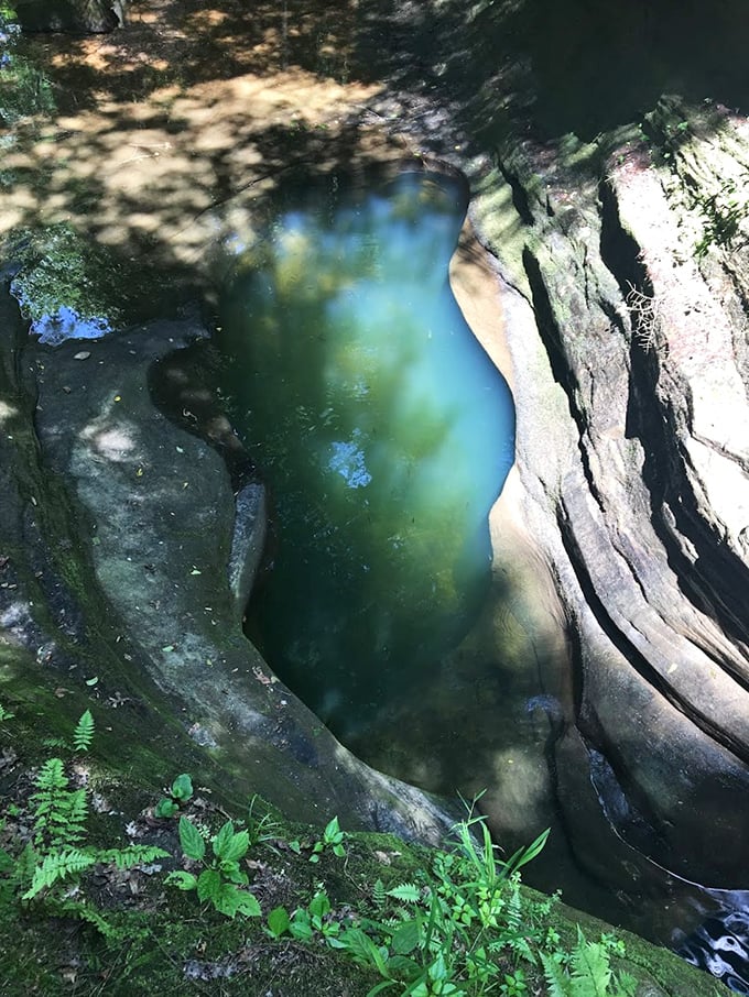 Nature's infinity pool: crystal clear waters collect in stone basins, reflecting the sky while holding secrets of the ancient gorge.