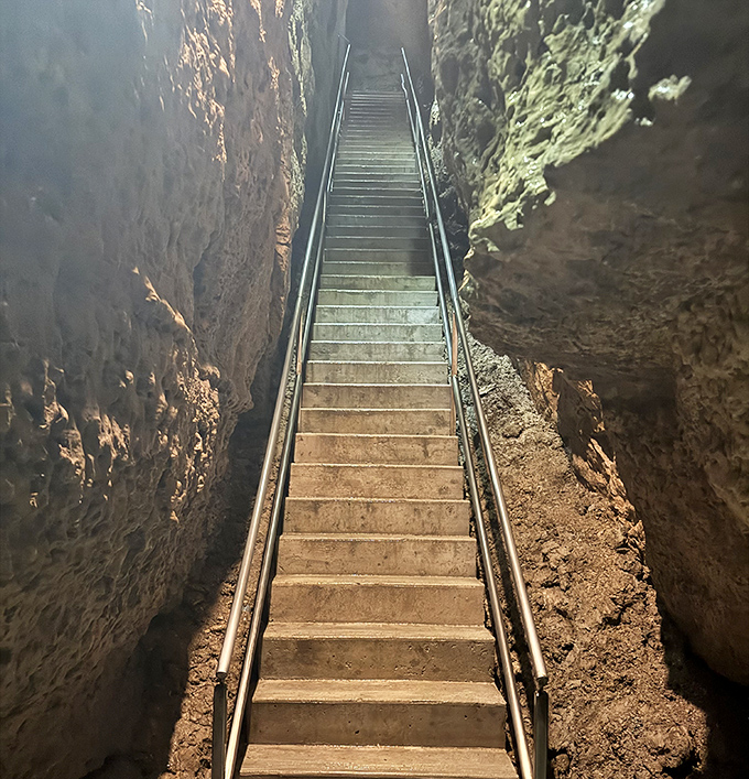 Stairway to wonder: These steps lead deeper into the earth, where each descent reveals new geological marvels.