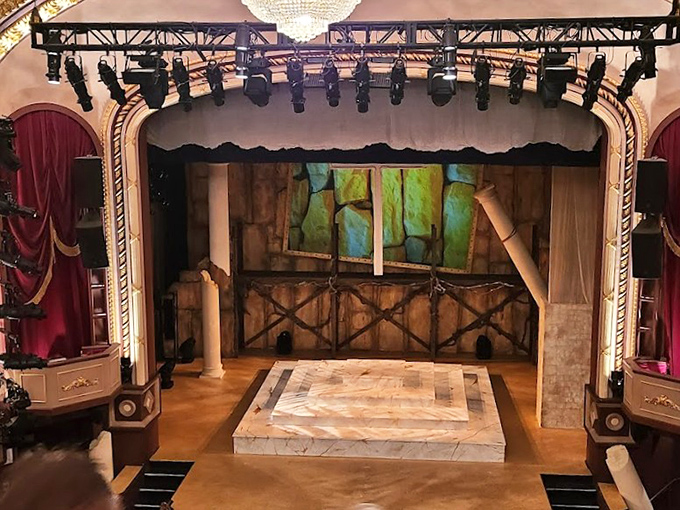 The balcony offers a bird's-eye view of the stage, where you can imagine yourself as a high-society patron of the arts from decades past.