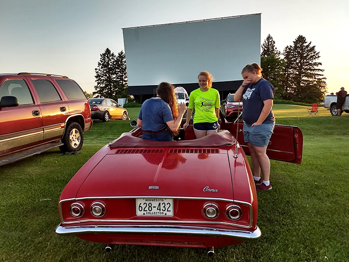 Classic cars and classic cinema &ndash; this cherry-red convertible isn't just transportation, it's part of the complete retro experience.