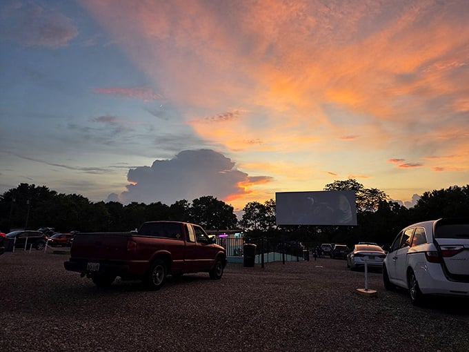 Blankets, pillows, and the big screen under open skies &ndash; the quintessential drive-in experience for families seeking outdoor entertainment.
