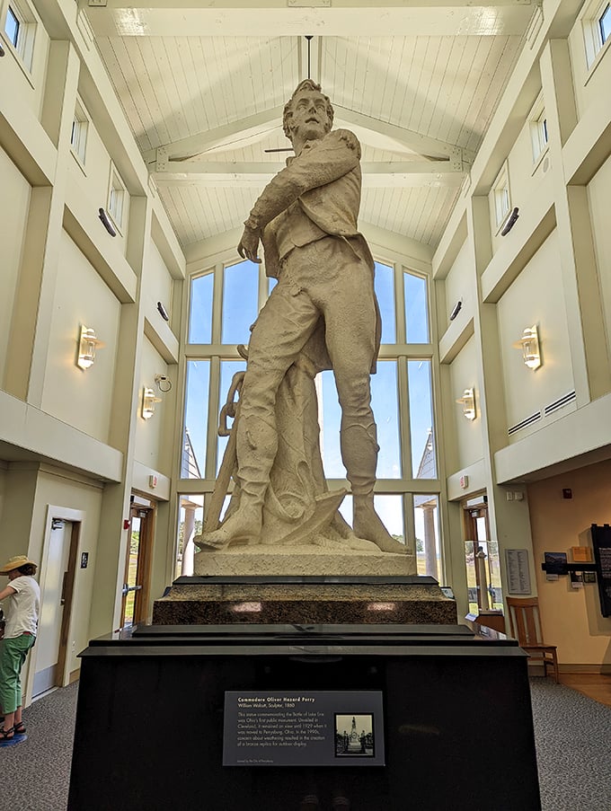 This towering statue of Commodore Oliver Hazard Perry captures the naval hero's determined spirit that helped secure victory on Lake Erie.