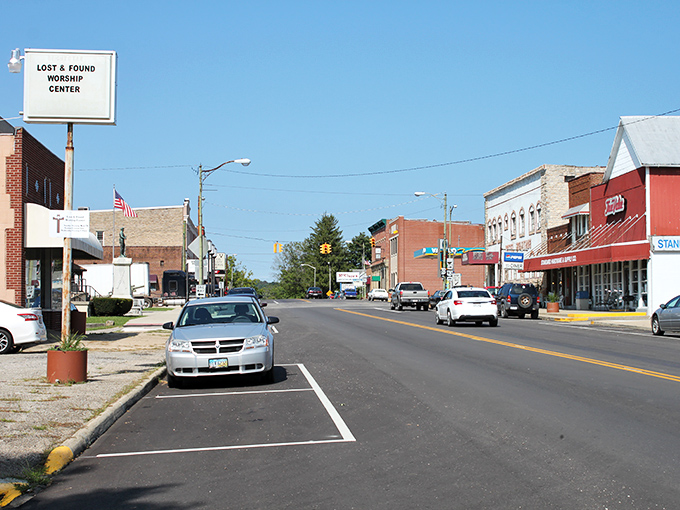 McArthur's modest main street offers a glimpse of authentic small-town America, where practical businesses serve local needs without tourist pretense.