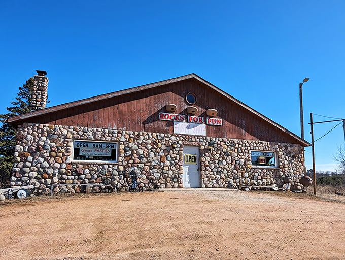 Stone-cold awesome! Rocks For Fun Cafe's unique exterior is constructed entirely from colorful Wisconsin stones.