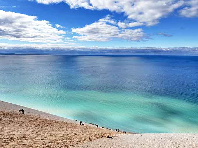 From atop Sleeping Bear Dunes, Lake Michigan reveals its Caribbean disguise&mdash;a vast expanse of blue that seems to glow from within.