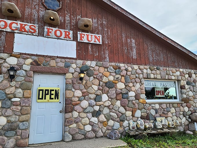 Geological wonder! This rustic stone building houses homestyle cooking and fascinating rock displays in rural Tigerton.
