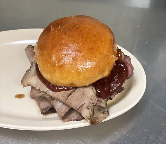 A brisket sandwich that's worth crossing state lines for &ndash; tender beef piled high on a soft bun with just enough sauce to make you swoon.