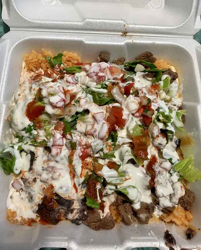 Protein, rice, veggies, and sauce harmonize in this steak burrito bowl, proving that sometimes deconstructed is the way to go.