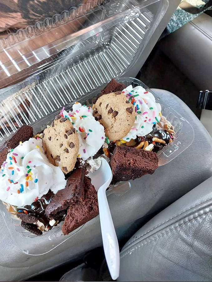 Chocolate brownie sundae with cookie garnish &ndash; when one dessert simply isn't enough, why not stack three together?