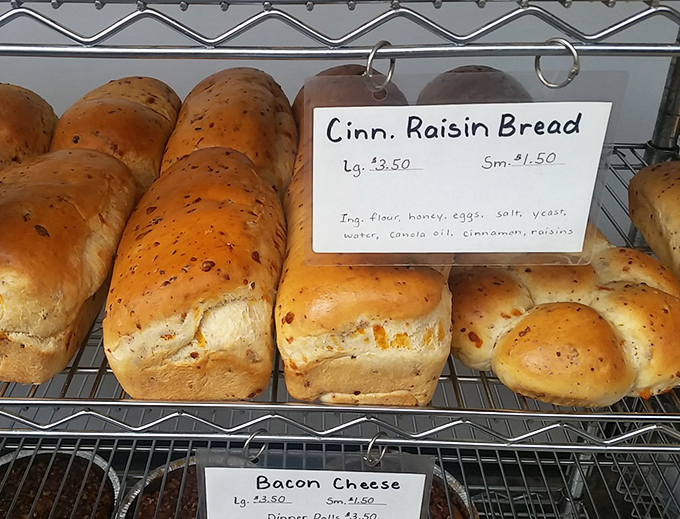 Cinnamon raisin bread and bacon cheese loaves &ndash; proof that Amish bakers understand both your sweet tooth and savory cravings.