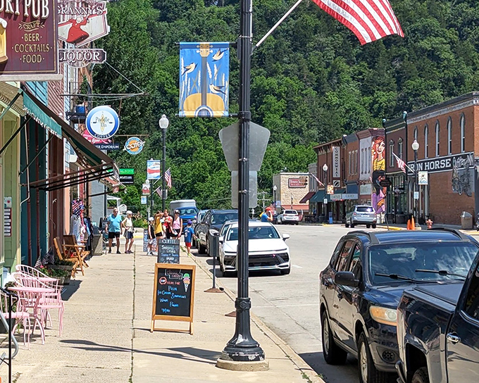 Street-level downtown reveals the kind of architectural details that make you wonder why we stopped building things this beautifully.