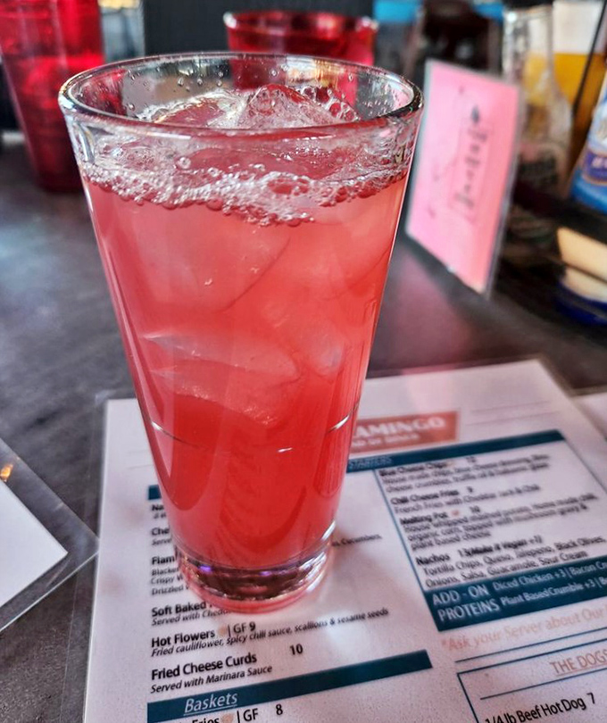 The vibrant red refreshment provides the perfect cooling counterpoint to Florida heat, like liquid air conditioning in a glass.