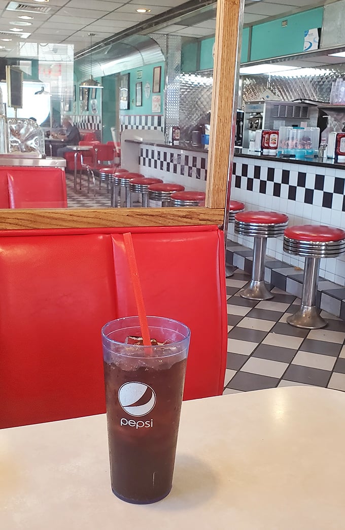 A proper diner soda &ndash; served in a glass tall enough to quench any thirst, with that perfect balance of fizz and flavor.