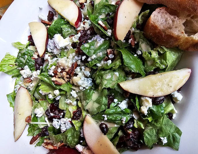 Spring salad: For when you need something green to justify the pretzel you just demolished. Apple slices and blue cheese make vegetables exciting.