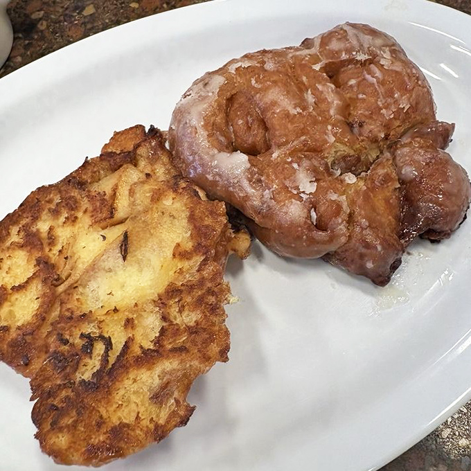 The grilled apple fritter transforms an already delicious pastry into something that might actually be worth getting out of bed for.