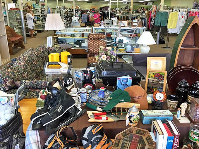 A glorious hodgepodge of items that shouldn't work together but somehow create a symphony of secondhand splendor. Chaos with purpose.