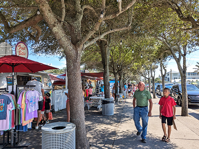 Visitors stroll between the silver trailers, the timeless ritual of deciding "what's for lunch" made more exciting by the abundance of choices.