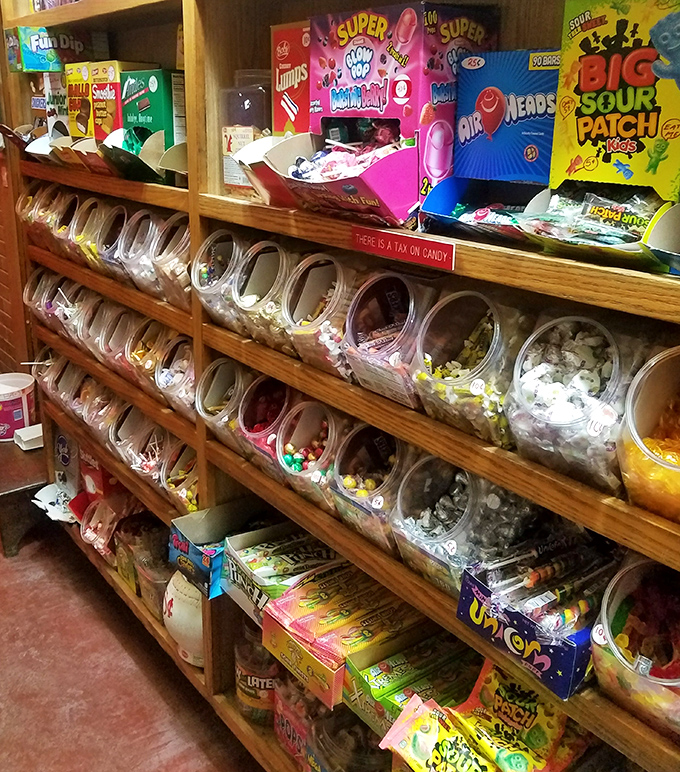 Penny candies displayed like precious jewels remind us of simpler times when a quarter could buy enough sugar to fuel an afternoon of neighborhood adventures.