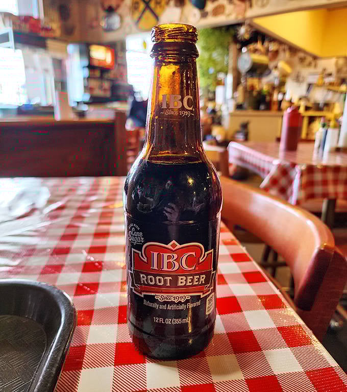 A can of 1919 Root Beer &ndash; the unofficial official beverage of Minnesota pizza enthusiasts &ndash; offers creamy, vanilla-kissed refreshment between bites.