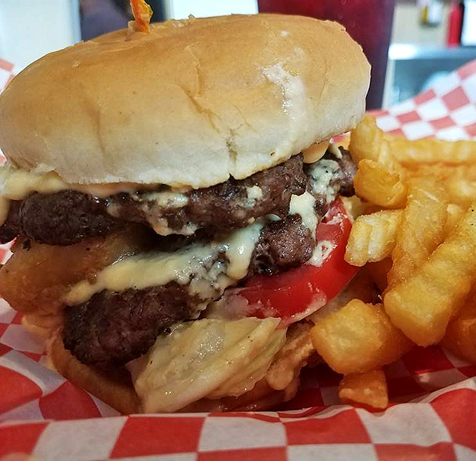 This isn't just a burger &ndash; it's a Wisconsin masterpiece of beef, cheese, and fresh toppings that requires both hands and zero regrets.