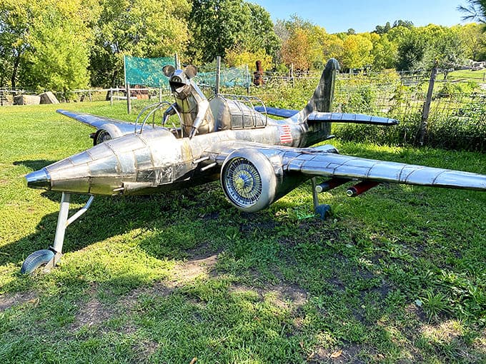 This meticulously crafted vintage aircraft isn't just for show &ndash; it's an integral part of the course that challenges players to navigate through.