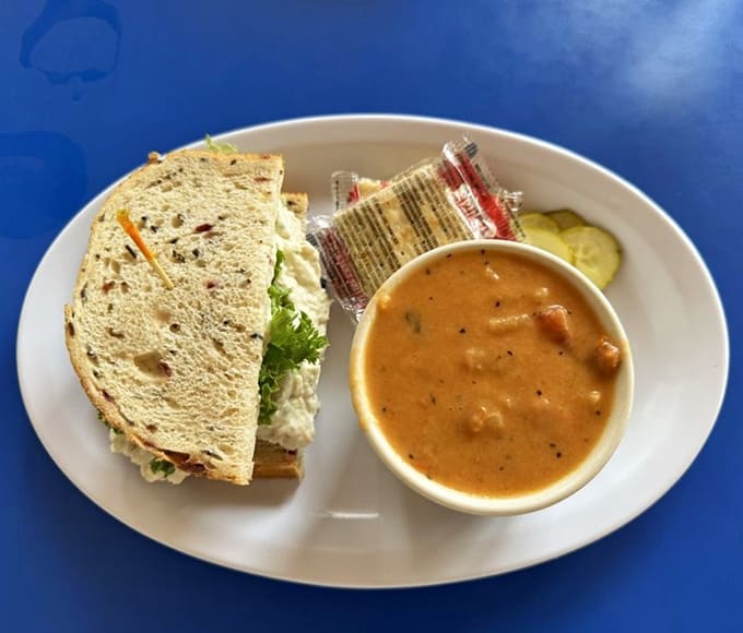 A hearty sandwich paired with homemade soup &ndash; comfort food that tastes like someone's grandmother (who happens to be an excellent cook) made it just for you.